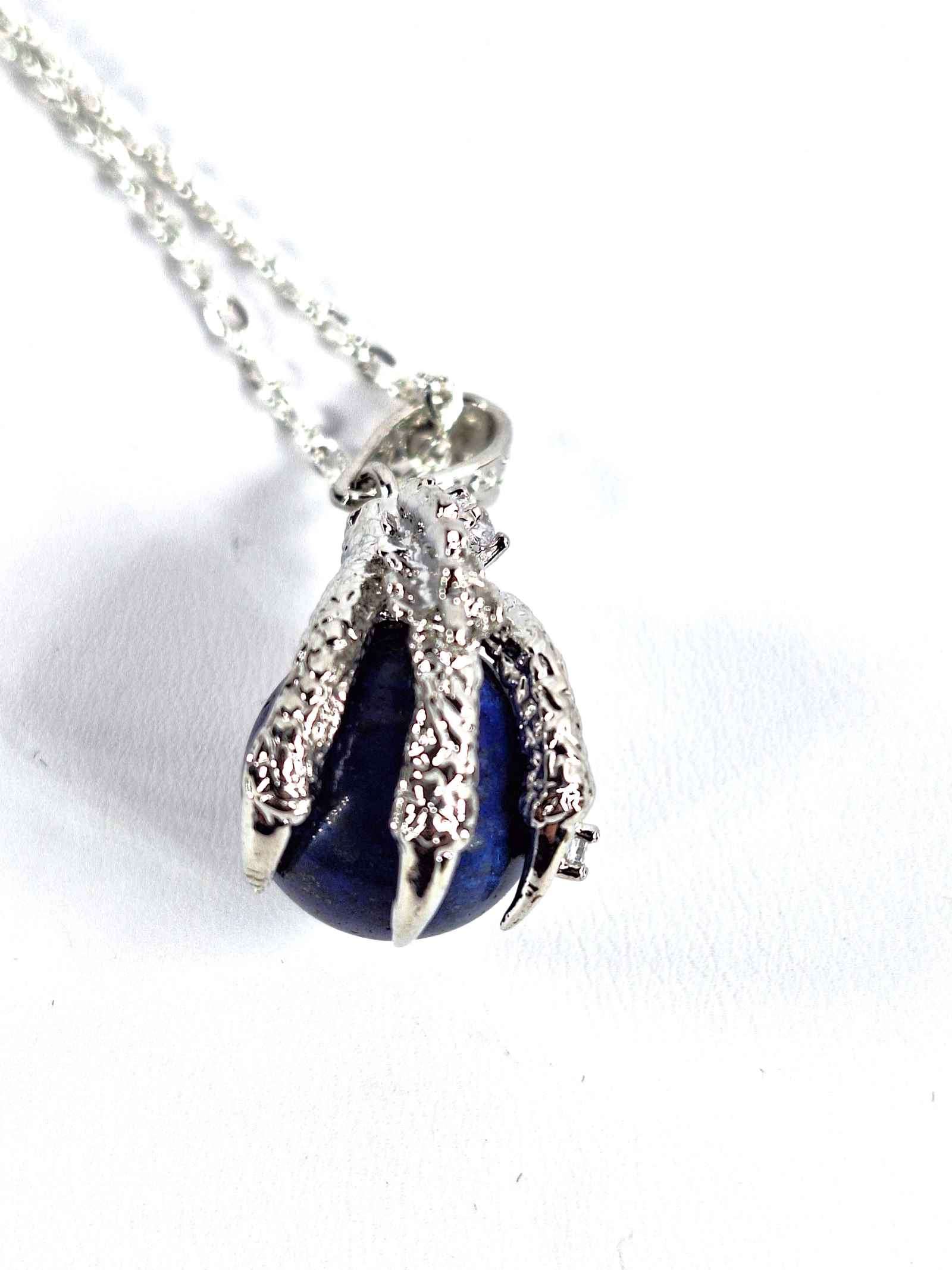 Lapis Dragon Claw Pendant: Stunning Lapis Lazuli Sphere Necklace ...